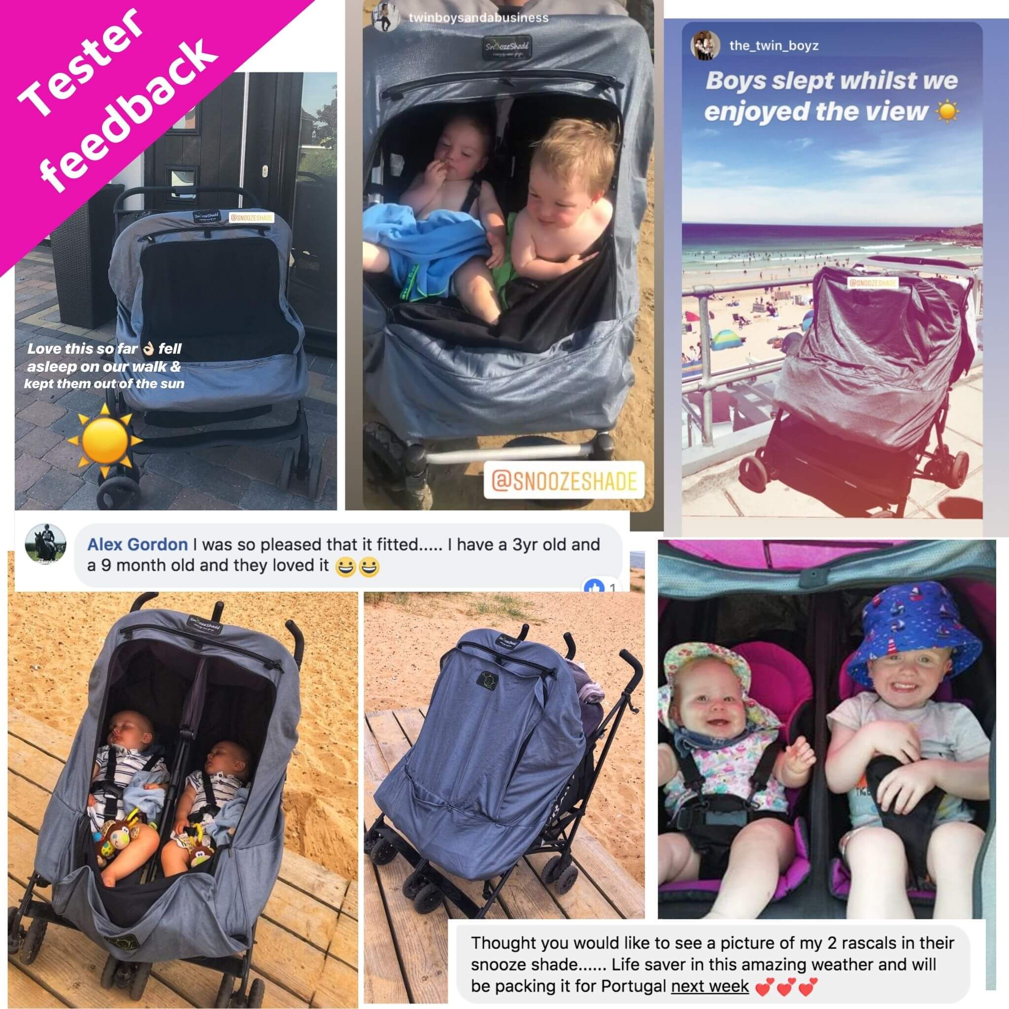 SnoozeShade Twin Deluxe | Blackout Shade for Double Strollers ...